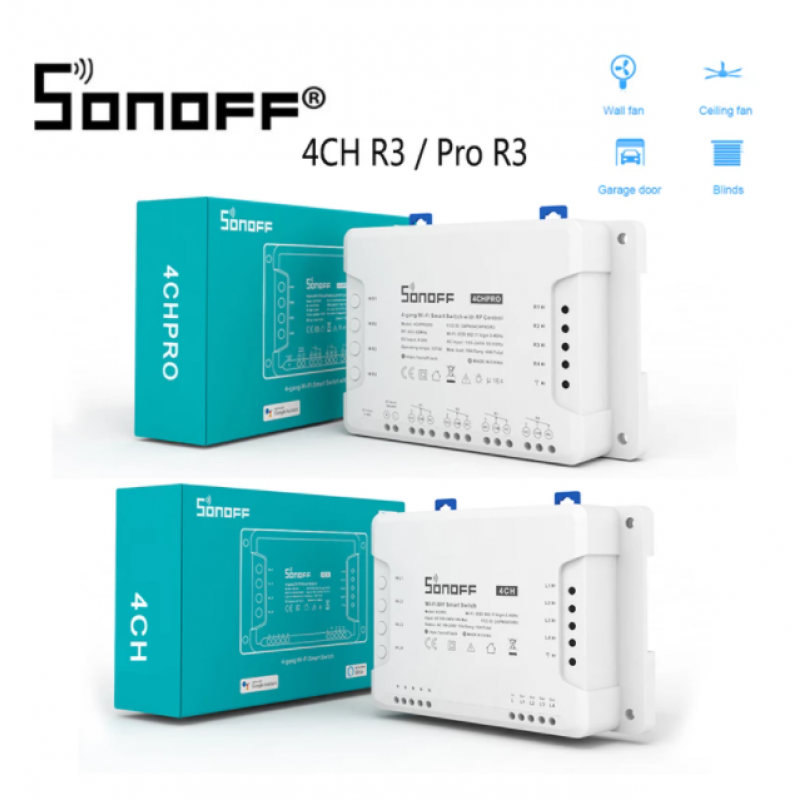 HS2690 SONOFF 4CH R3/ Pro R3 Wifi Smart Switch 4 Gang Channel Timer ...